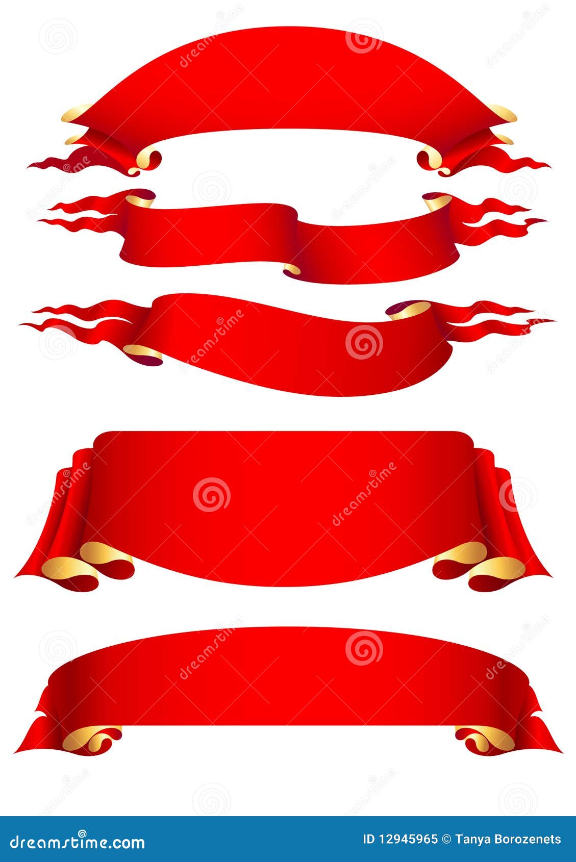 Set of red banners stock vector. Illustration of detail - 12945965