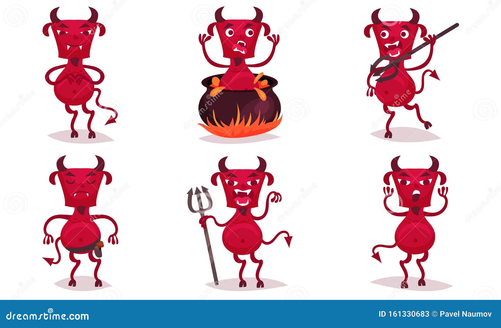 Set of Red Bearded Devils. Vector Illustration. Stock Vector ...