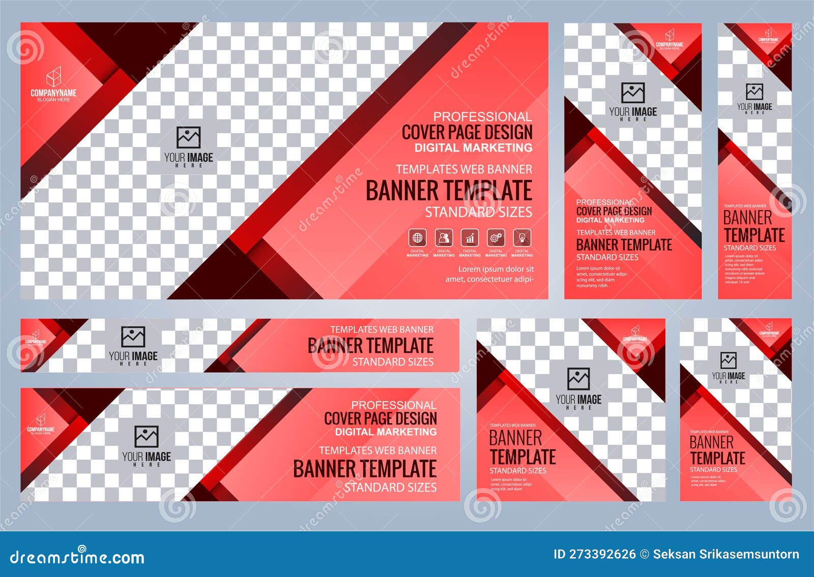 Set of Red and Black Web Banners Templates Stock Vector - Illustration ...