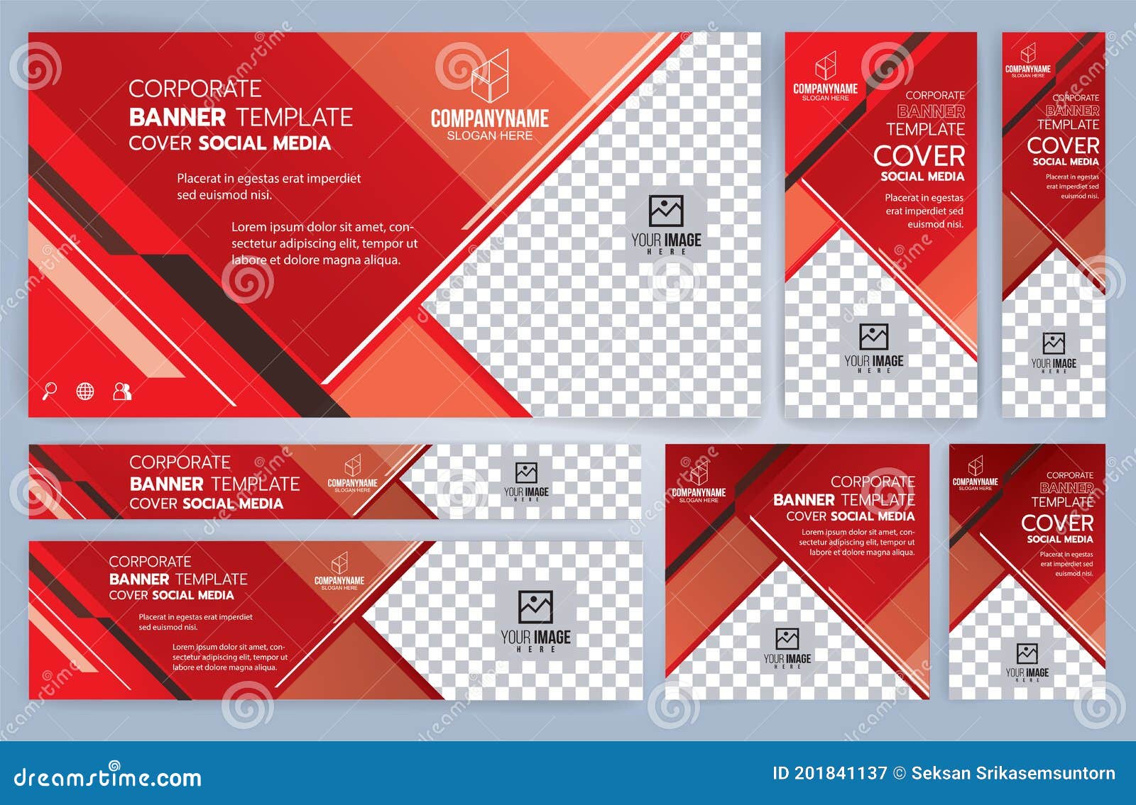 Set of Red and Black Web Banners Templates Stock Vector - Illustration ...