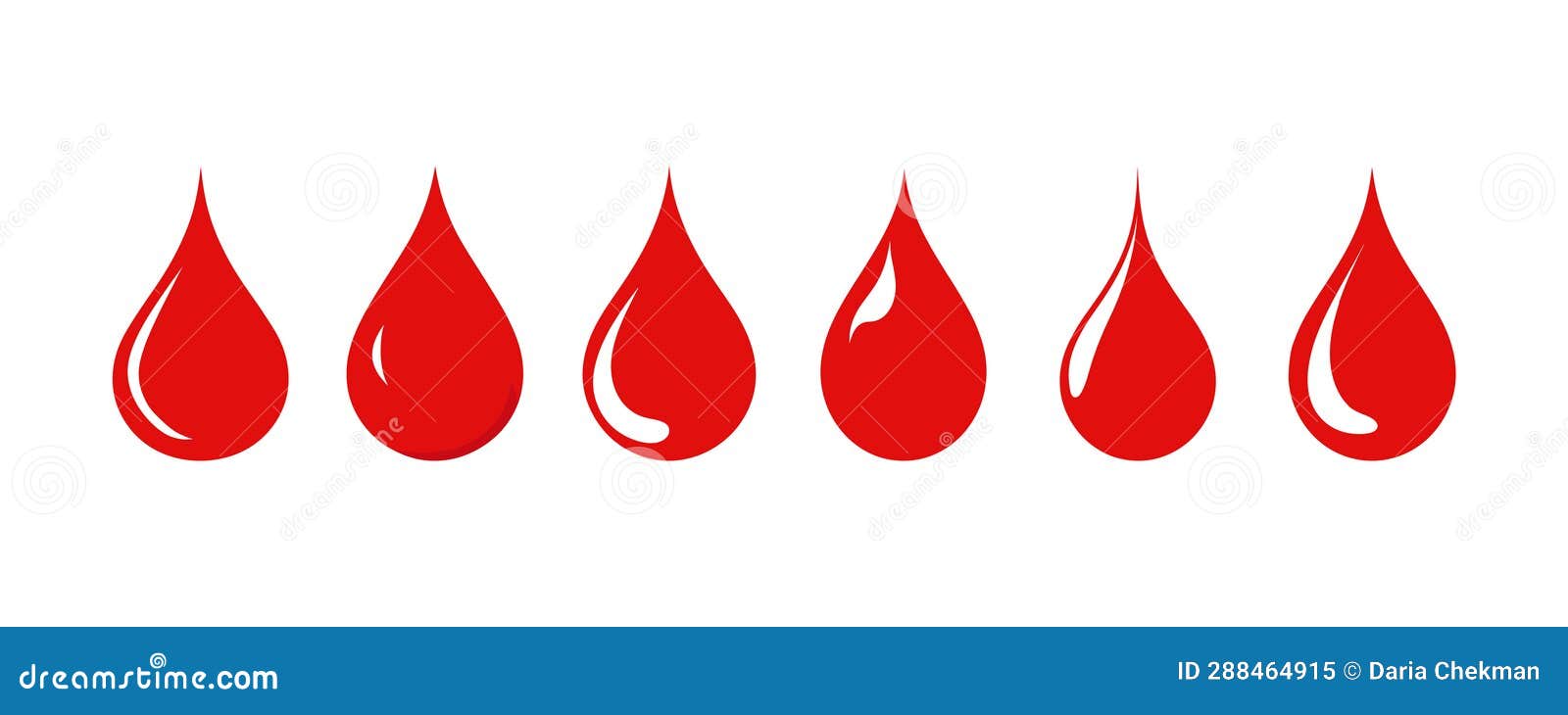 Set of Red Blood Drop Isolated on White Background Stock Illustration ...