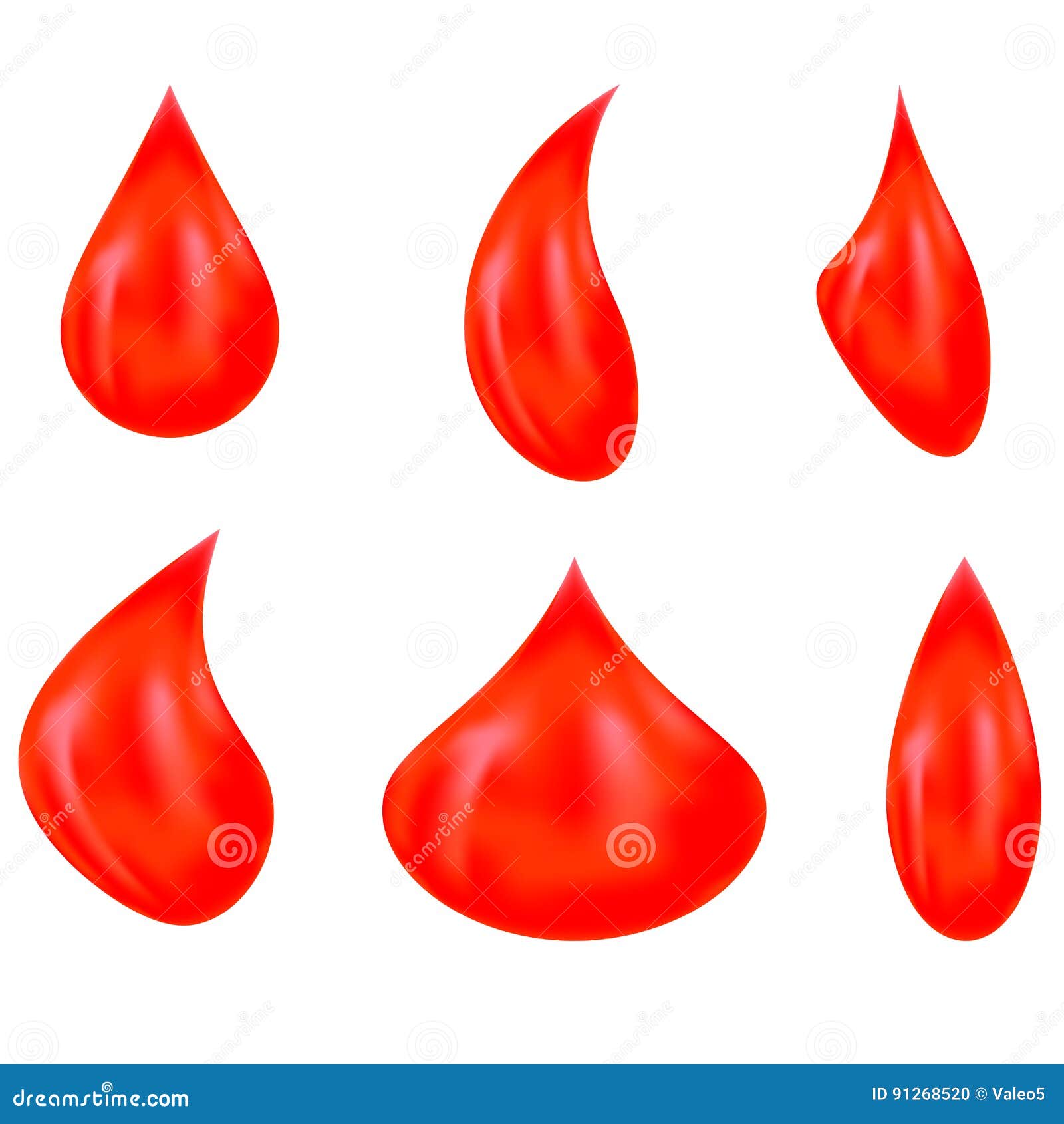 Set of Red Blood Drops Isolated Stock Illustration - Illustration of ...