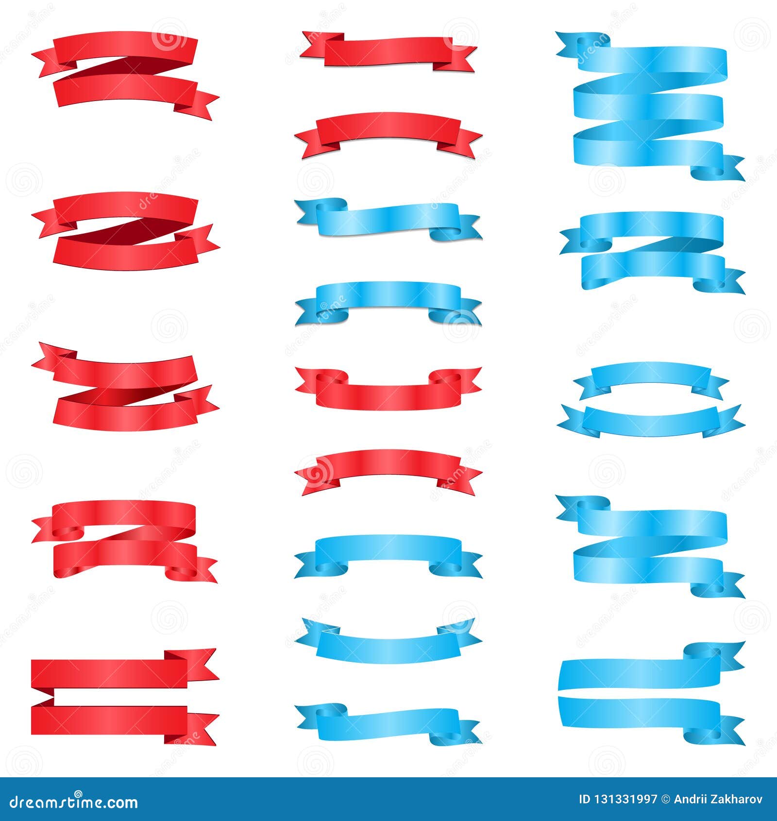 Set of Red and Blue Ribbons Stock Vector - Illustration of banner ...