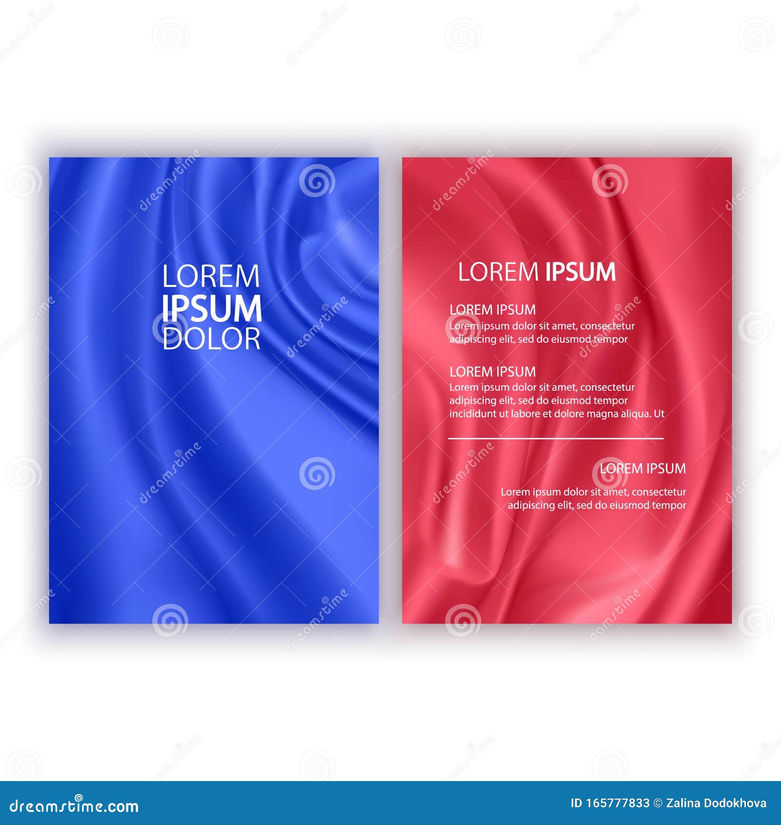 Set of Red and Blue Wavy Abstract Covers Isolated on White Background ...