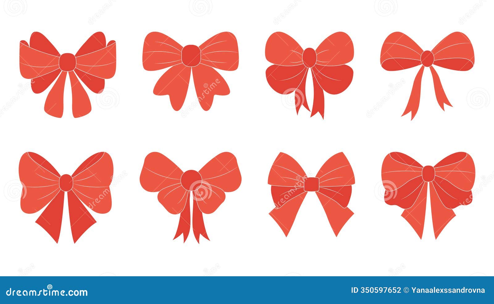 Set of Red Bow Icons. Gift Design Elements for Presents. Vector ...