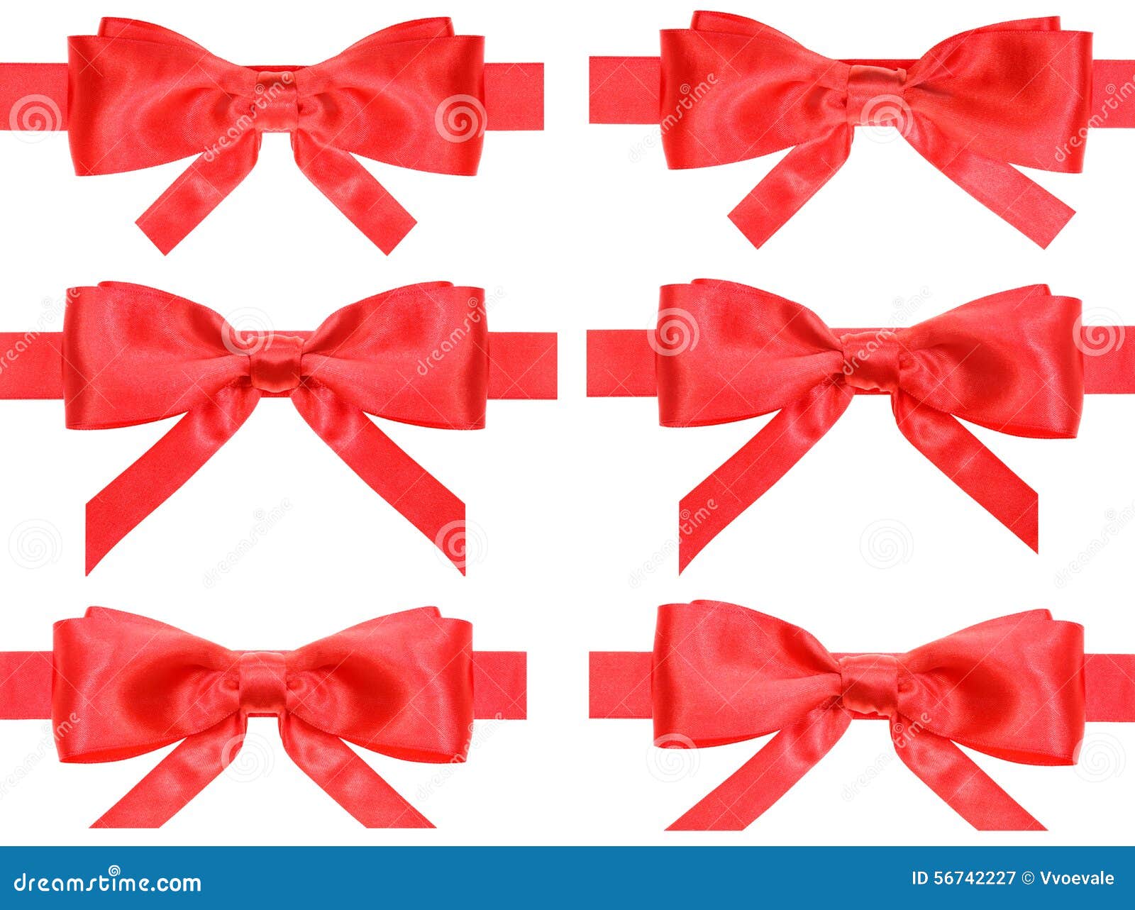 Set of Red Bow Knots on Satin Ribbons Isolated Stock Image - Image of ...