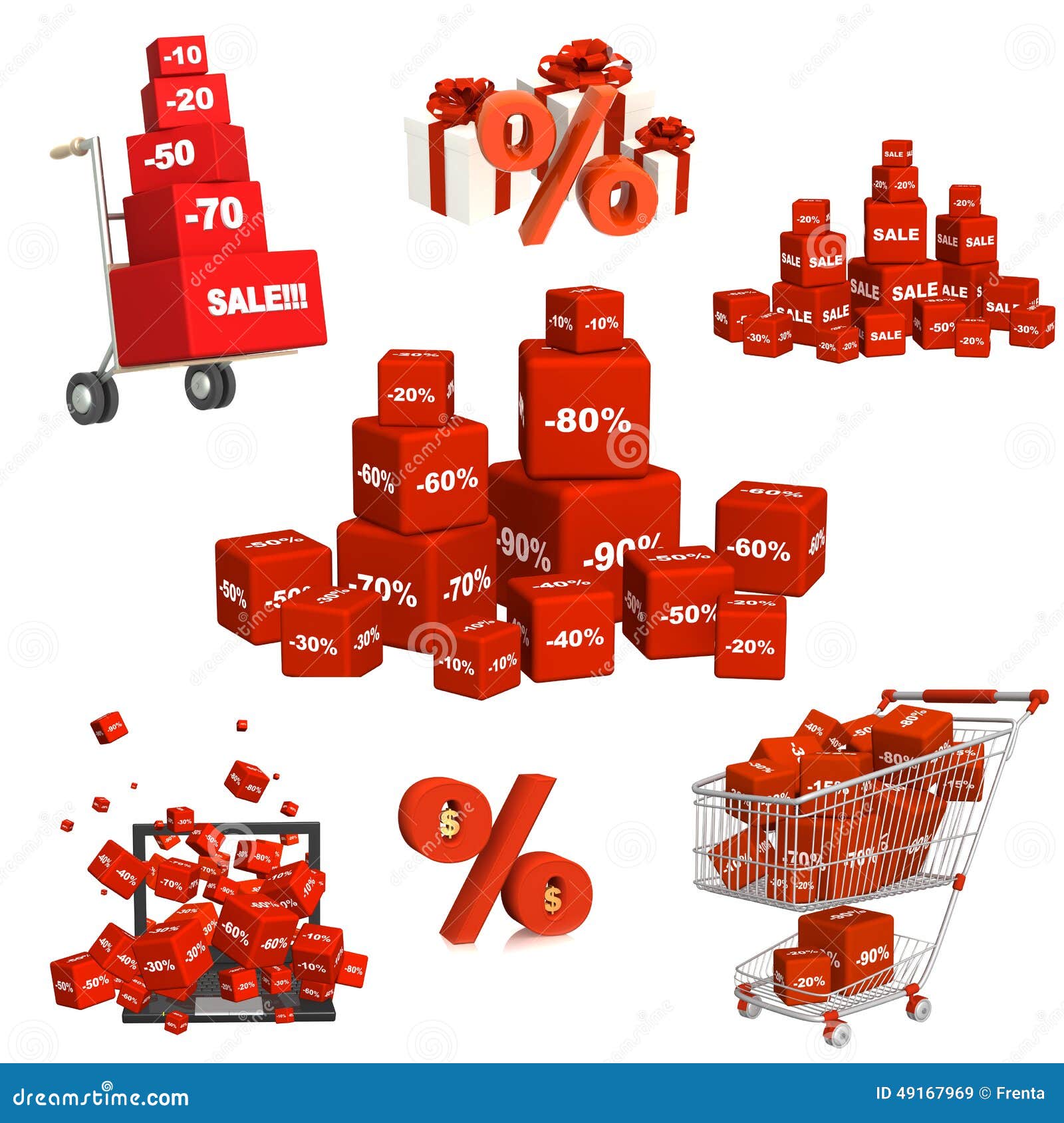 Set of Red Boxes with the Goods at a Discount Stock Illustration ...