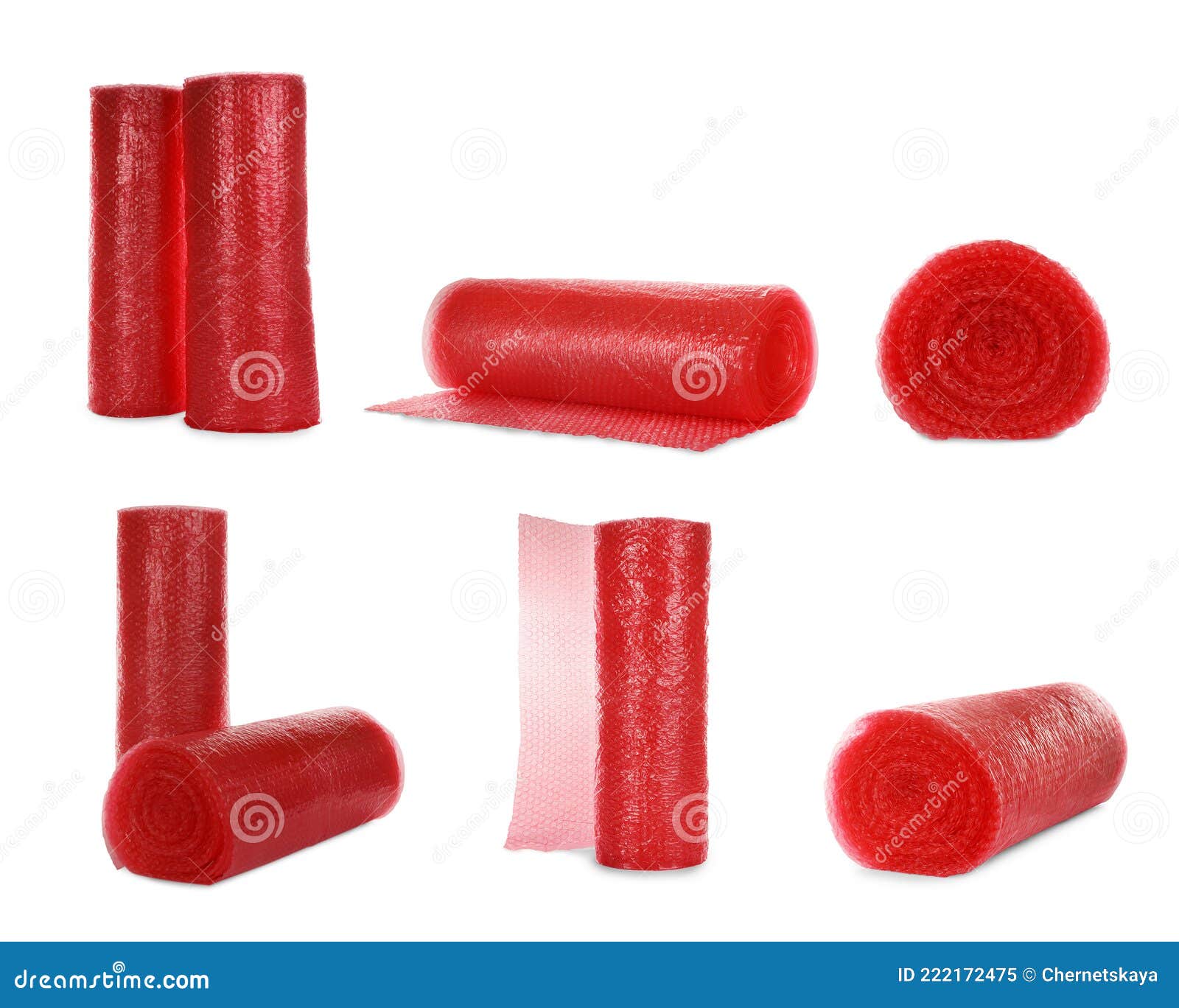 Set with Red Bubble Wrap Rolls on White Background Stock Image - Image ...