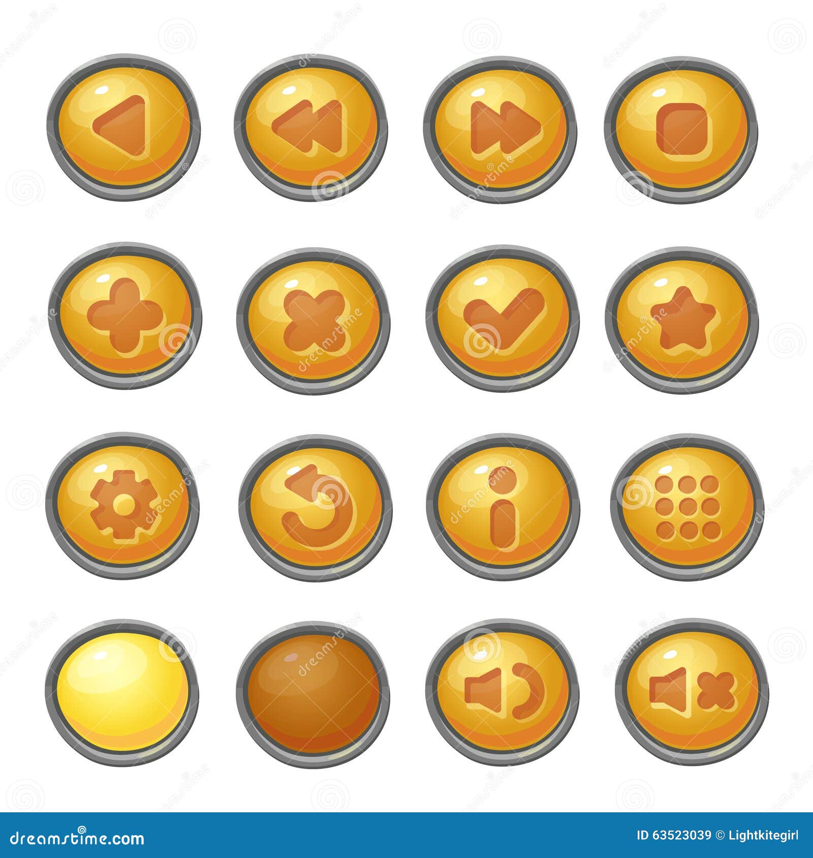 Set of Red Buttons, Vector Game Icons Stock Vector - Illustration of ...