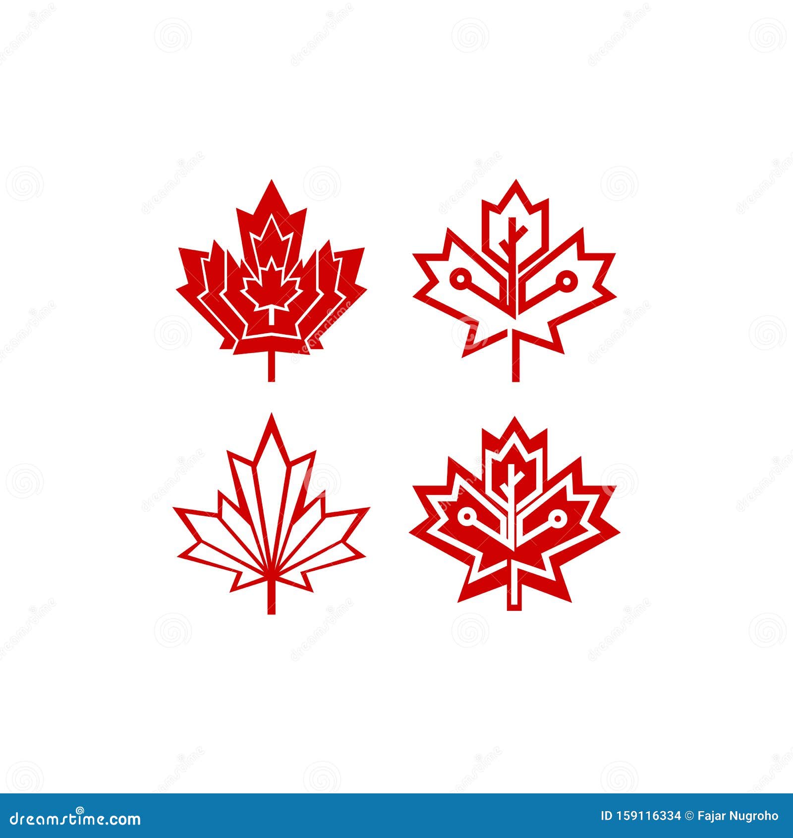 Set of Red Canada Maple Leaf Stock Vector - Illustration of sign ...