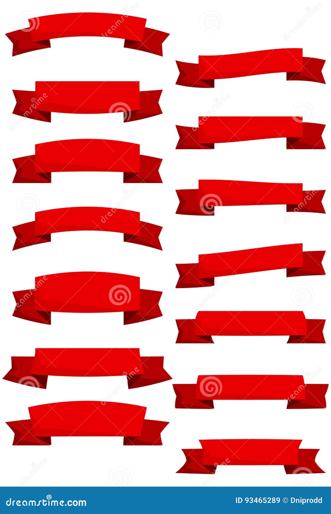Set of Red Cartoon Ribbons and Banners for Web Design. Stock Vector ...