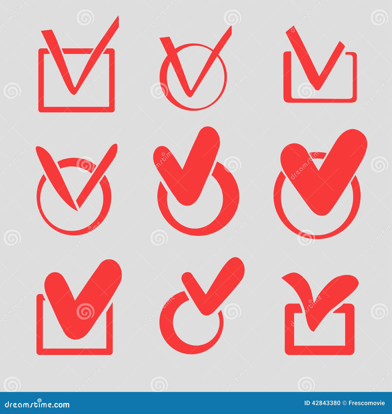 Set of Red Check Marks or Ticks Stock Vector - Illustration of element ...