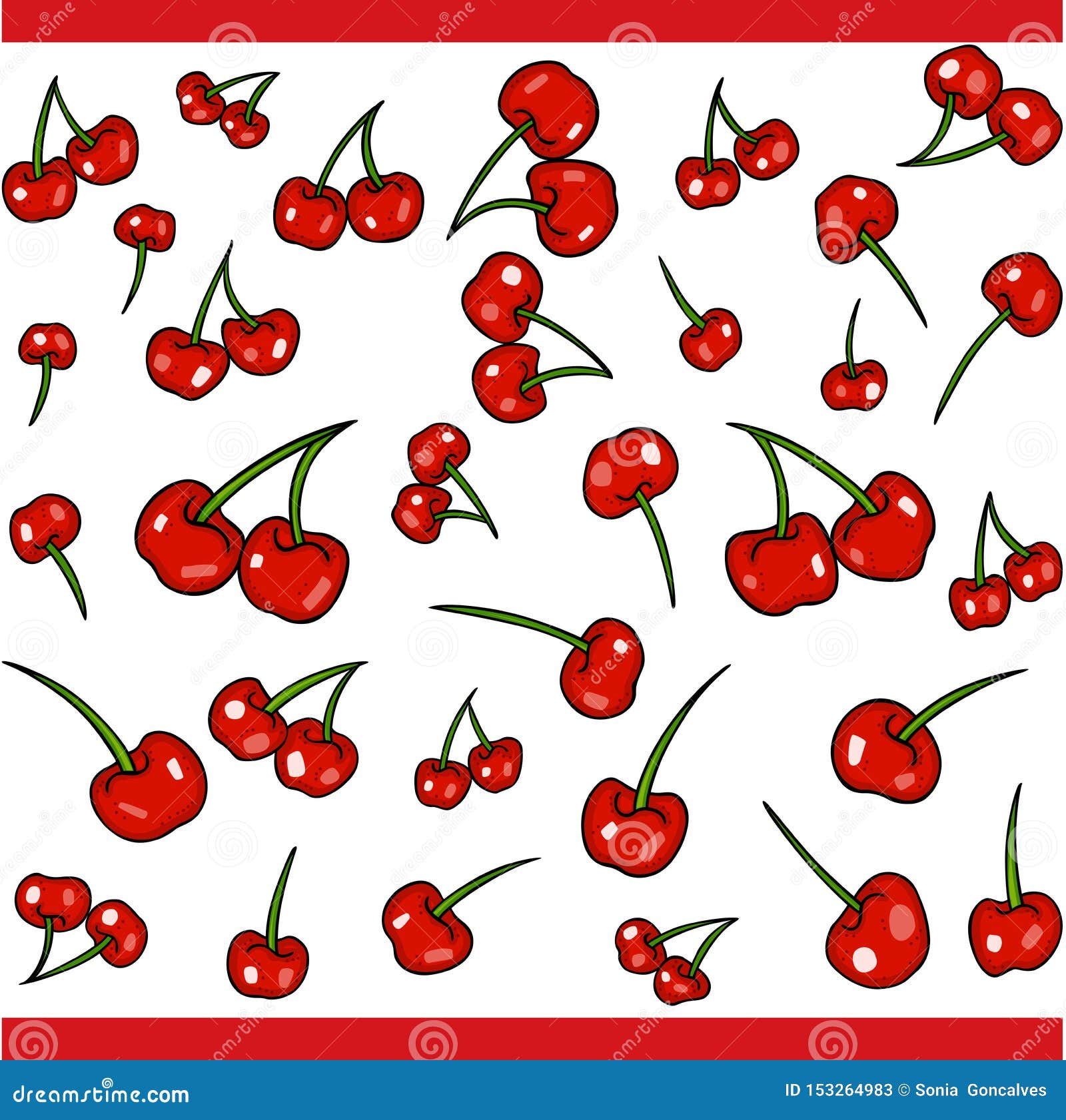 Set With Red Cherries Elements For Design Stock Vector - Illustration ...
