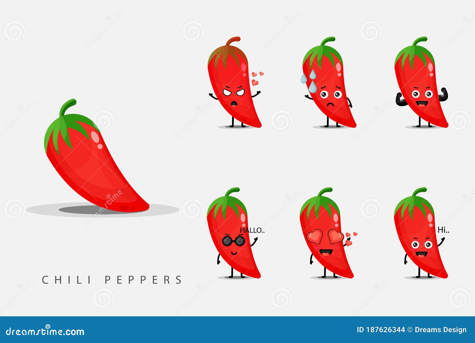 Set of Red Chili Mascot Designs Stock Vector - Illustration of icon ...