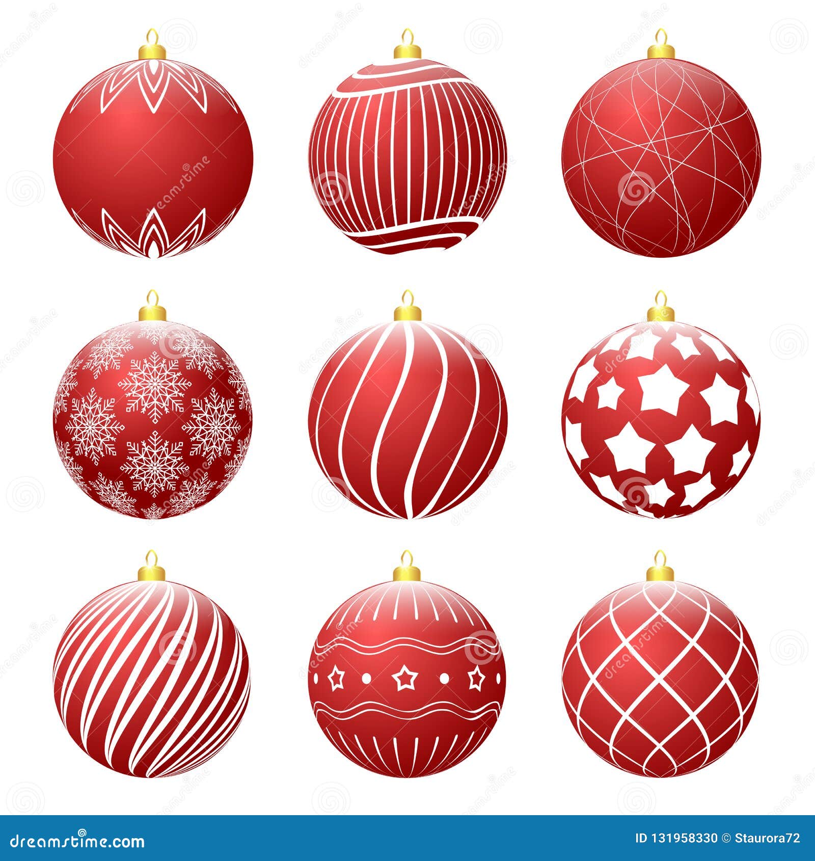 Set of Red Christmas Balls with Different Textures. Christmas Bauble ...