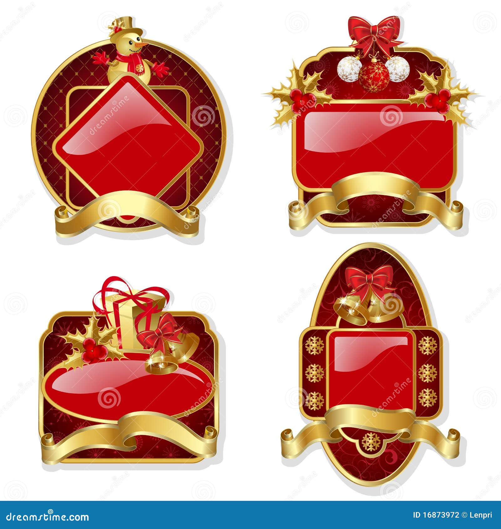 Set from Red Christmas Labels Stock Vector - Illustration of gold ...