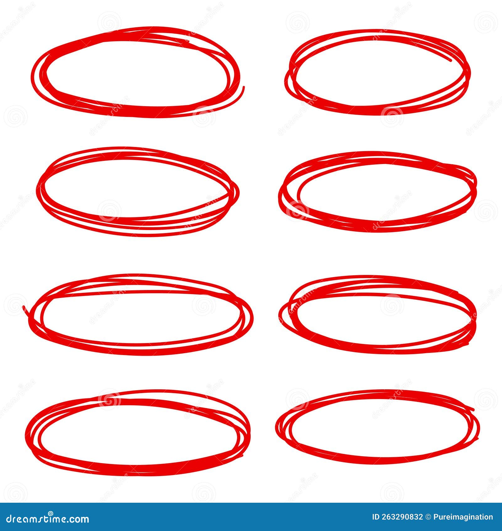 Set of Red Circle Line Sketch Stock Vector - Illustration of graphic ...