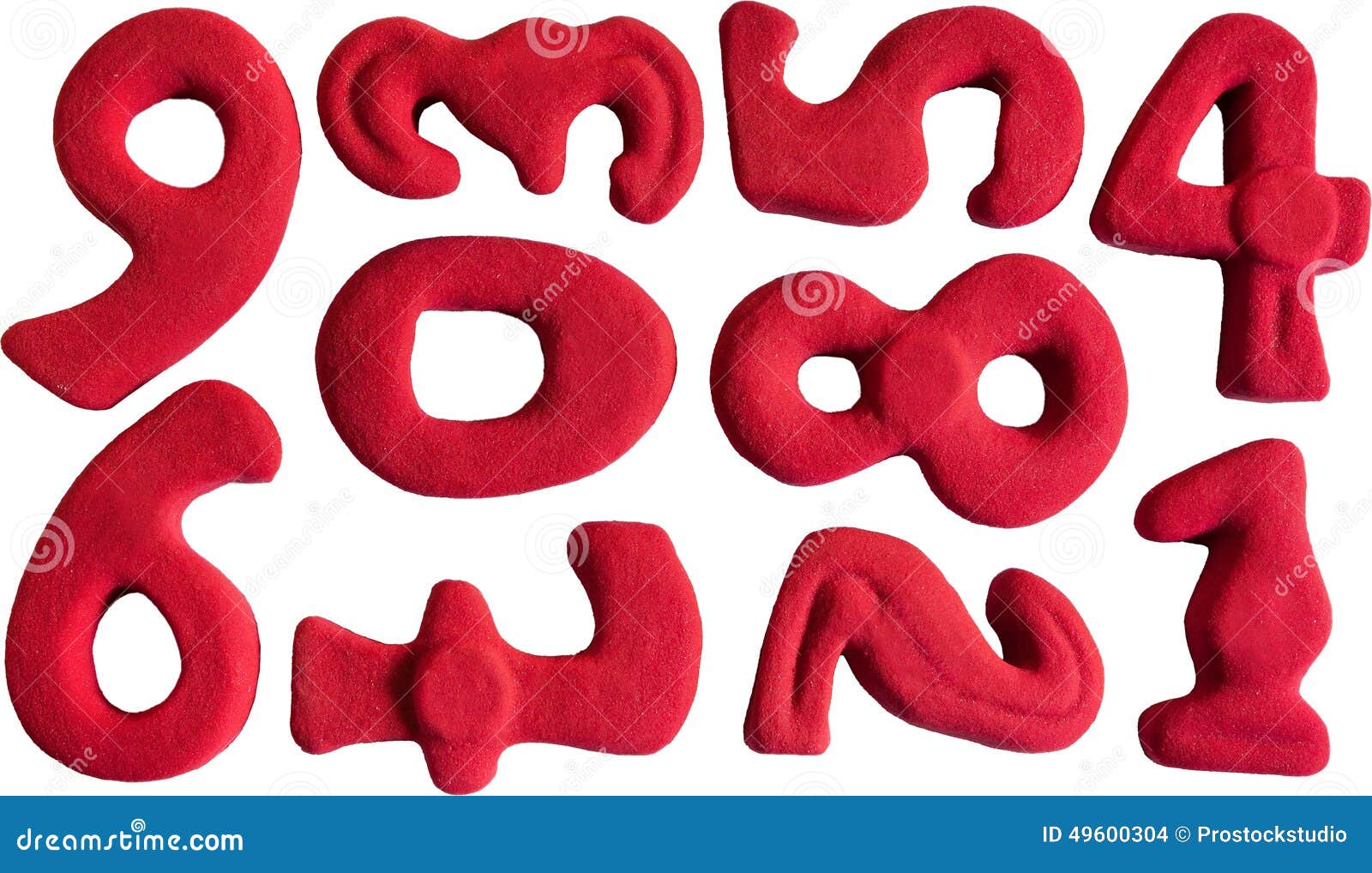 Set of Red Clay Numbers Isolated Stock Photo - Image of design, light ...