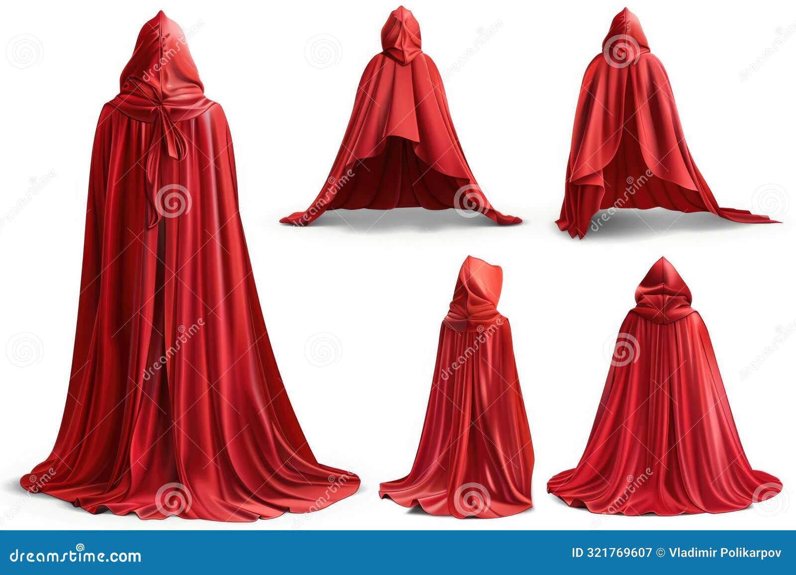 A Set of Red Cloaks on a White Background Stock Illustration ...