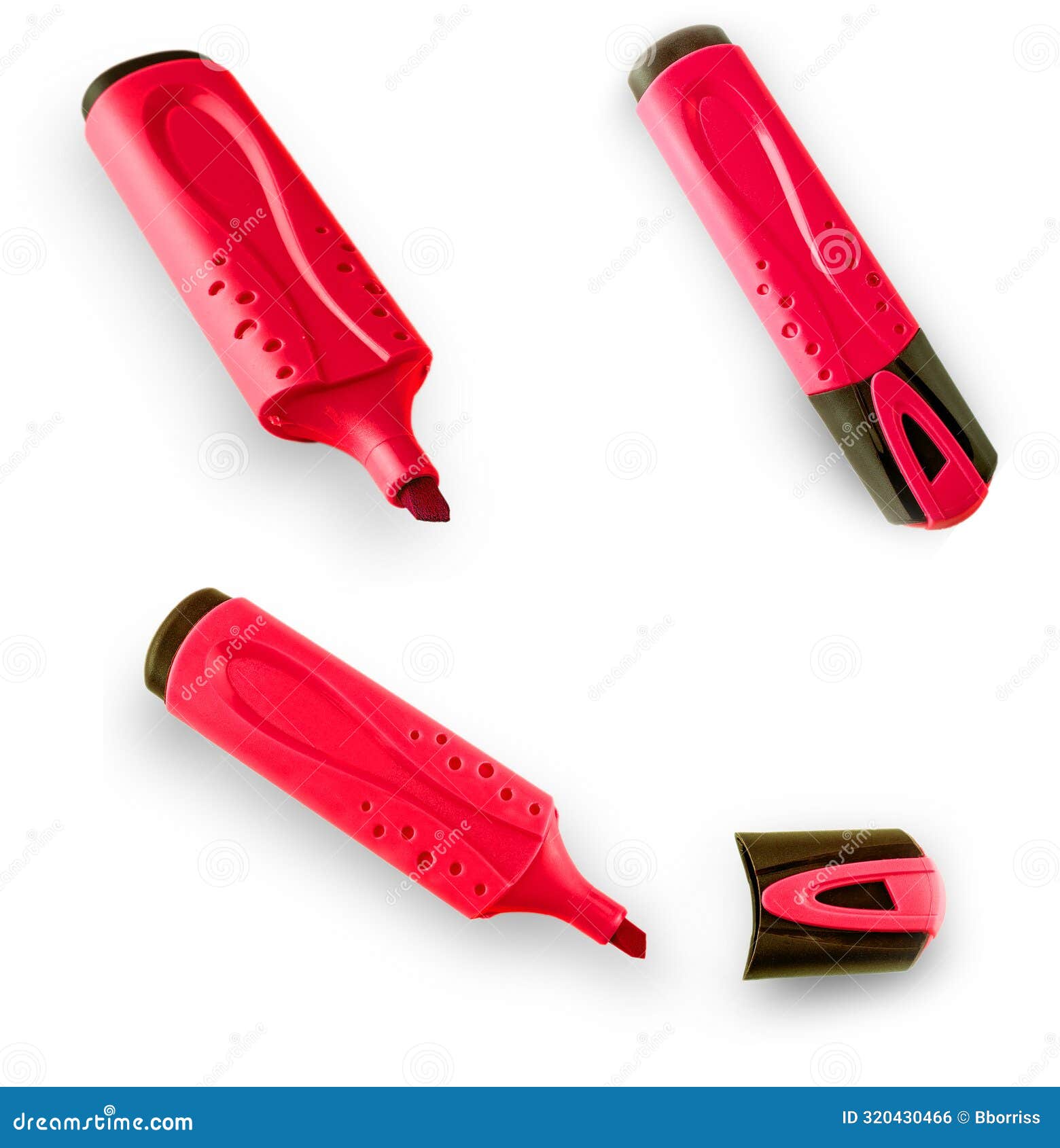 Set of Red Colored Marker Isolated on White Background Stock Photo ...