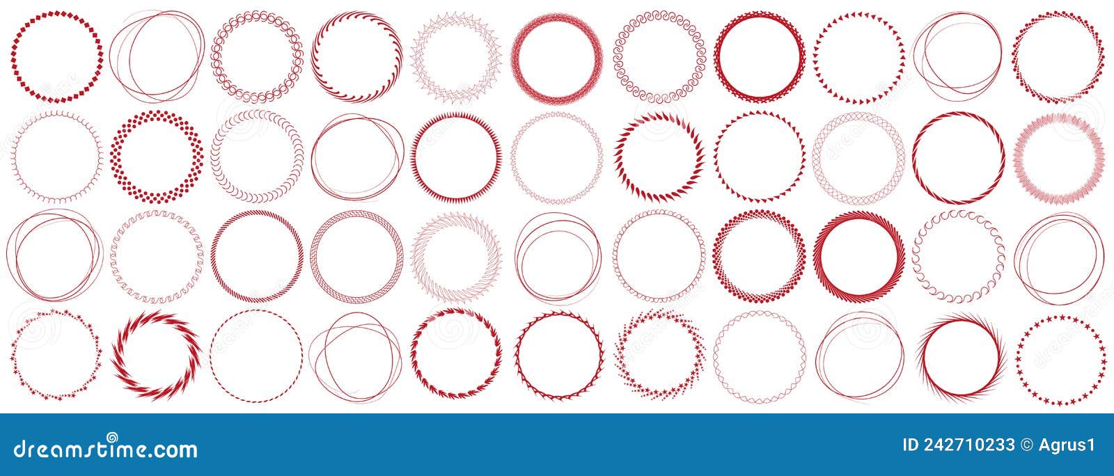 Set of Red Colored Round Frames - Vector Design Elements Stock Vector ...