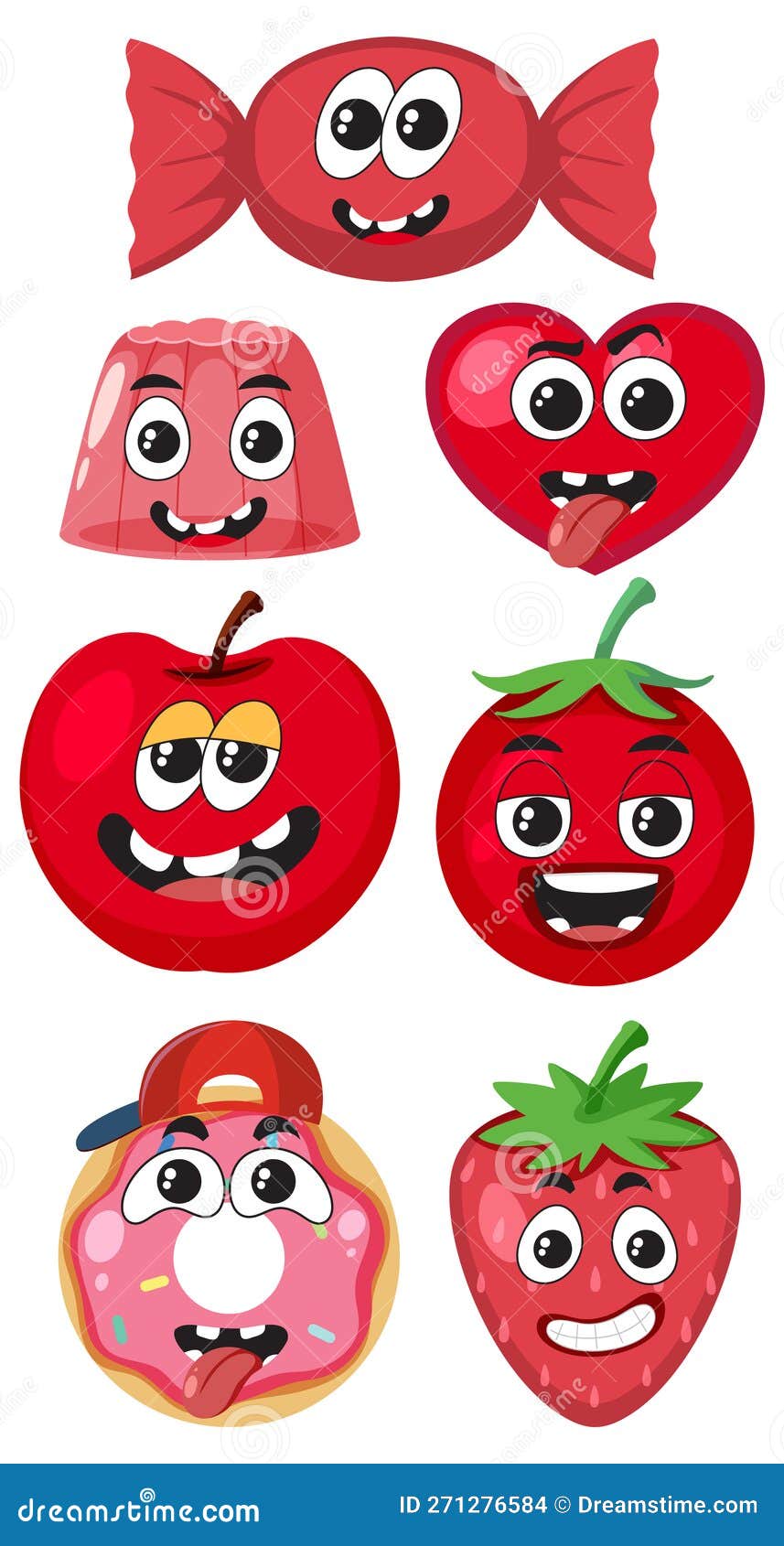 Set of red colour food stock vector. Illustration of simple - 271276584