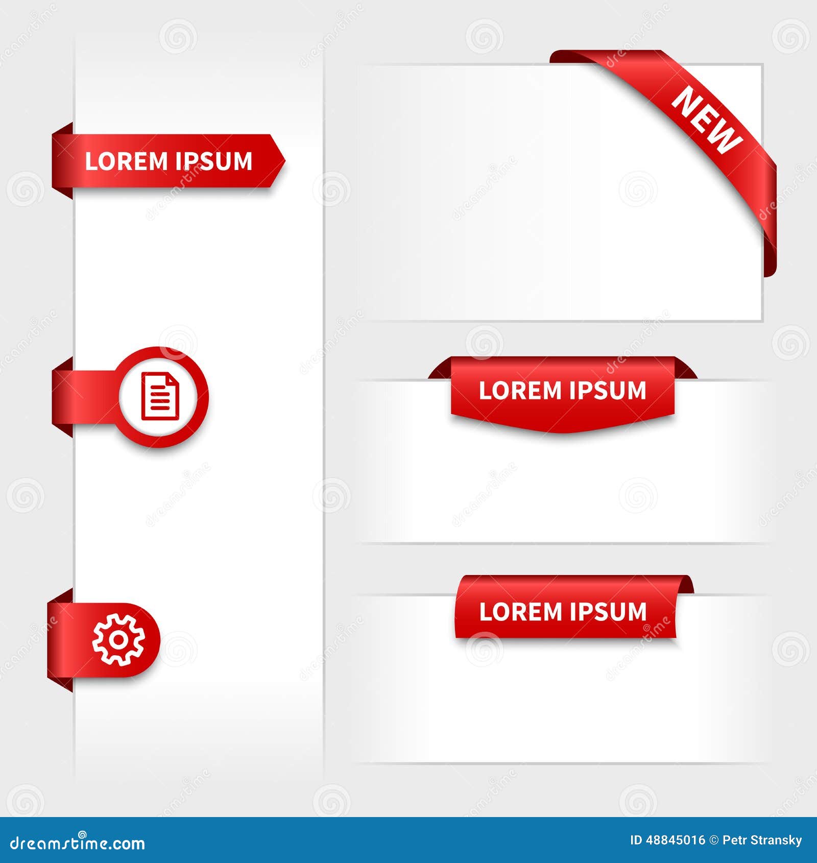 Set of Red 3d Stickers Tabs Stock Vector - Illustration of effect ...