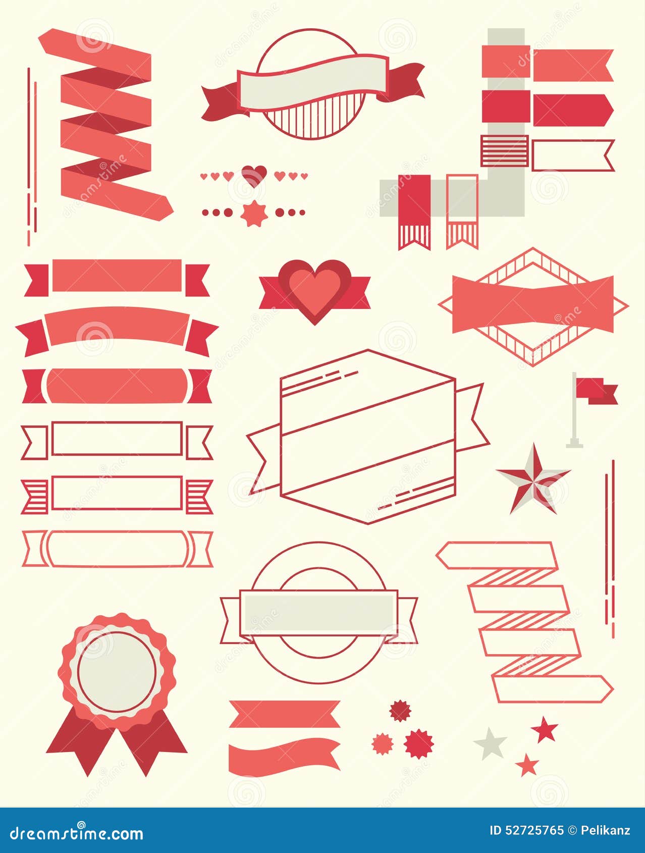Set of Red Design Elements on Beige Background Stock Vector ...