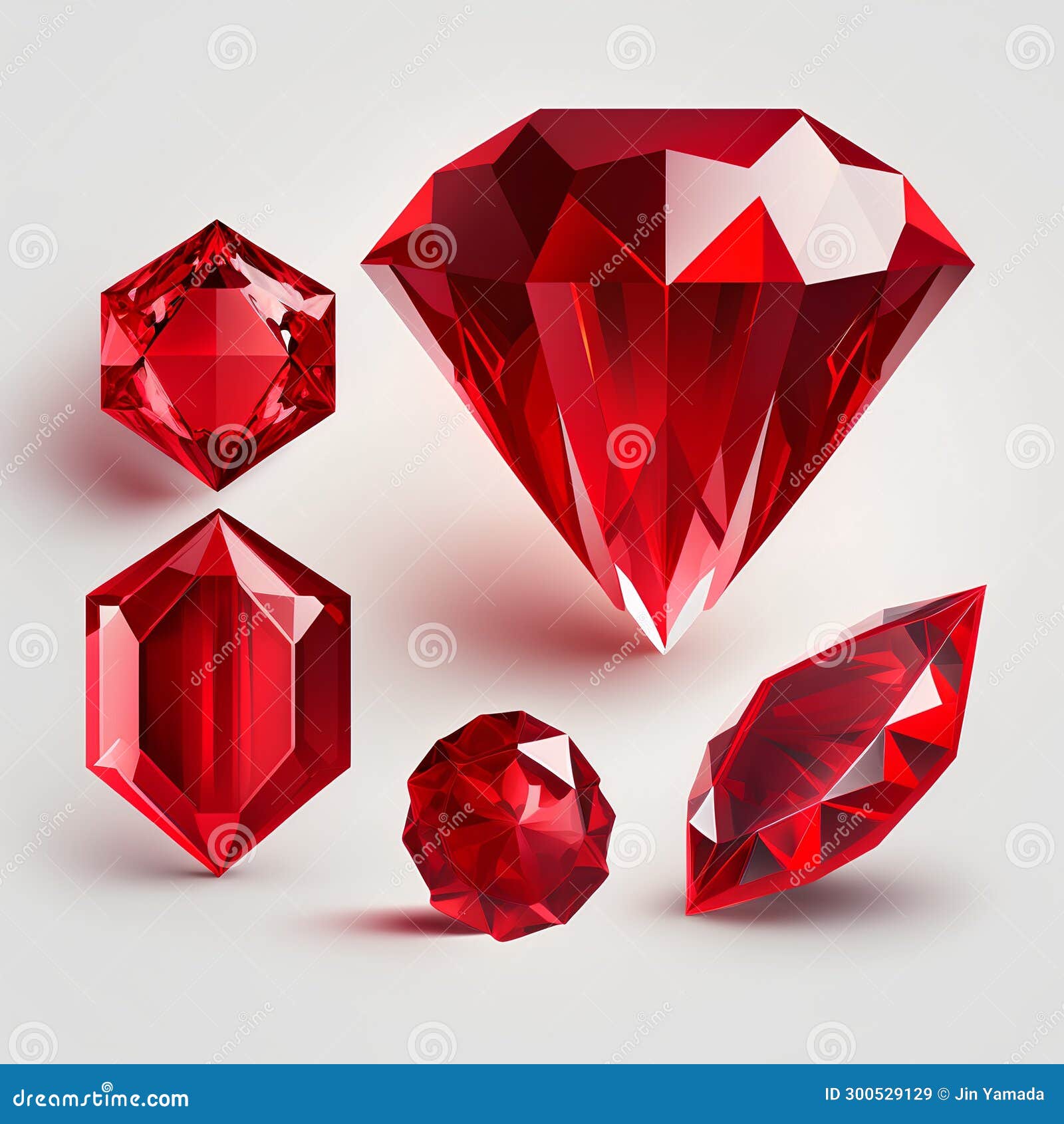 Set of Red Diamonds. Vector Illustration. Isolated on White Background ...