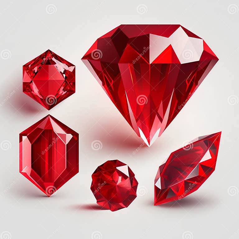 Set of Red Diamonds. Vector Illustration. Isolated on White Background ...