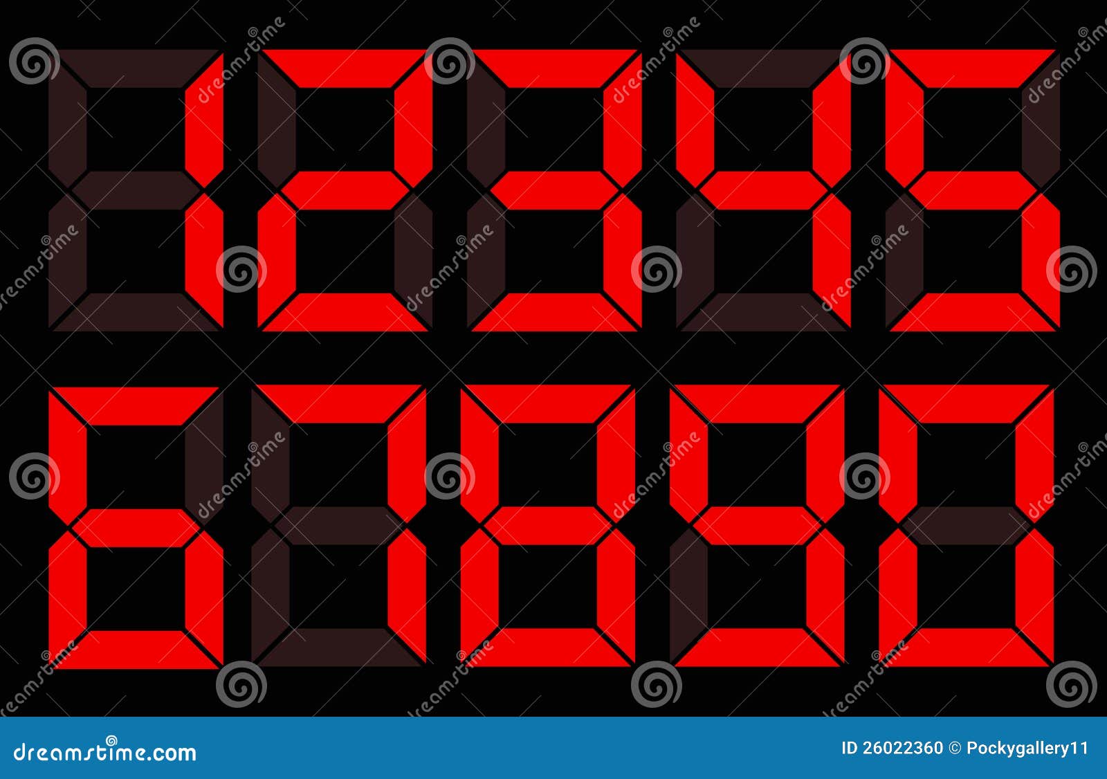 Set of red digital number stock vector. Illustration of numeral - 26022360