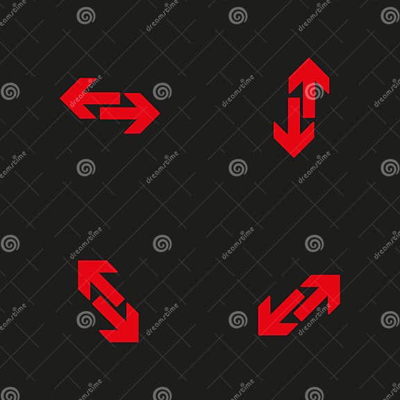 Set of Red Direction Arrows. Vector Navigation Symbols. Up, Down, Left ...