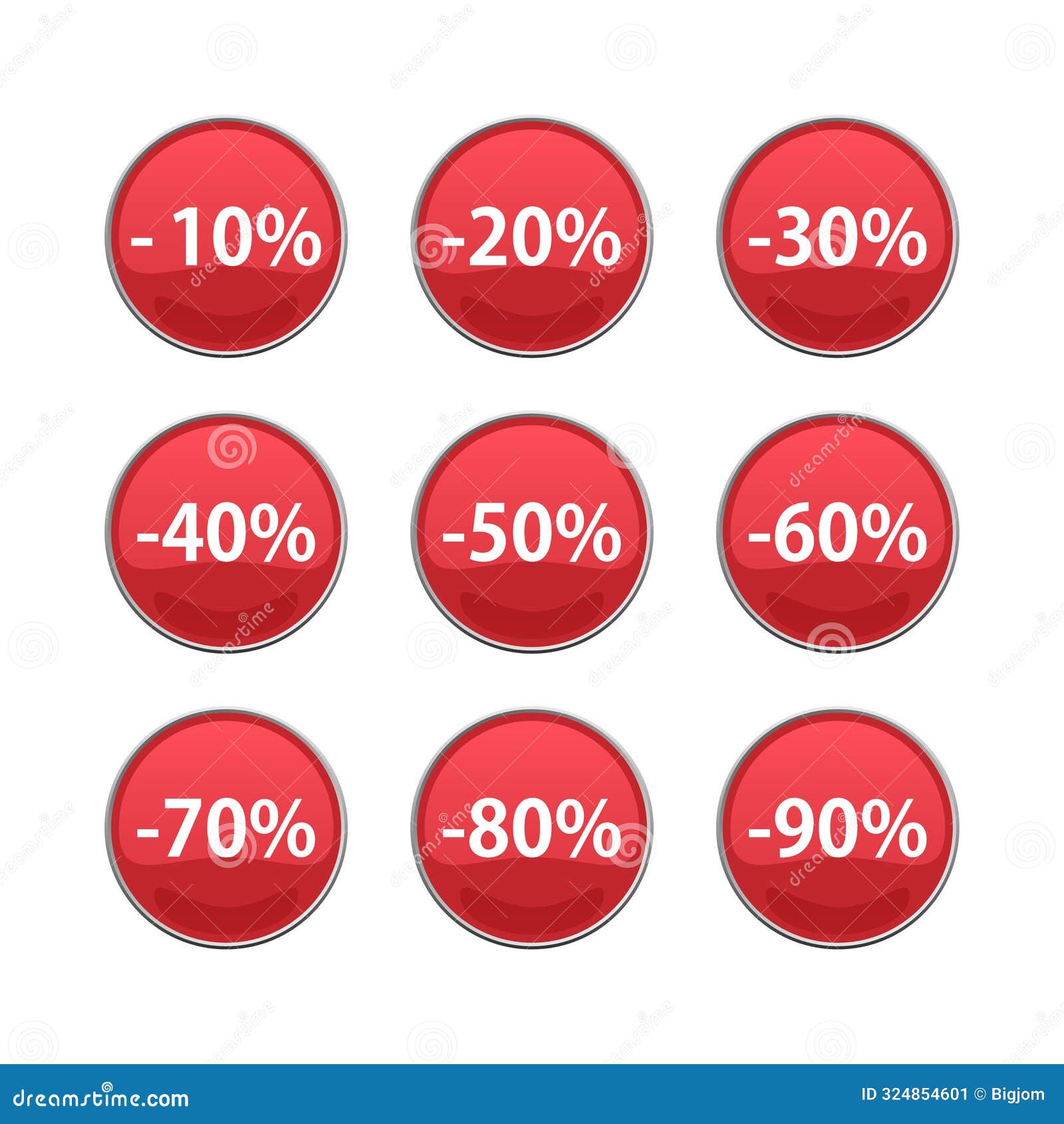 Set of Red Discount Label on White Background. Vector Illustration ...