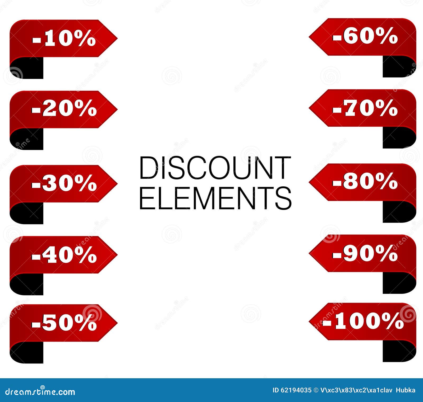 Set Red Discount Percent Elements Stock Vector - Illustration of ...