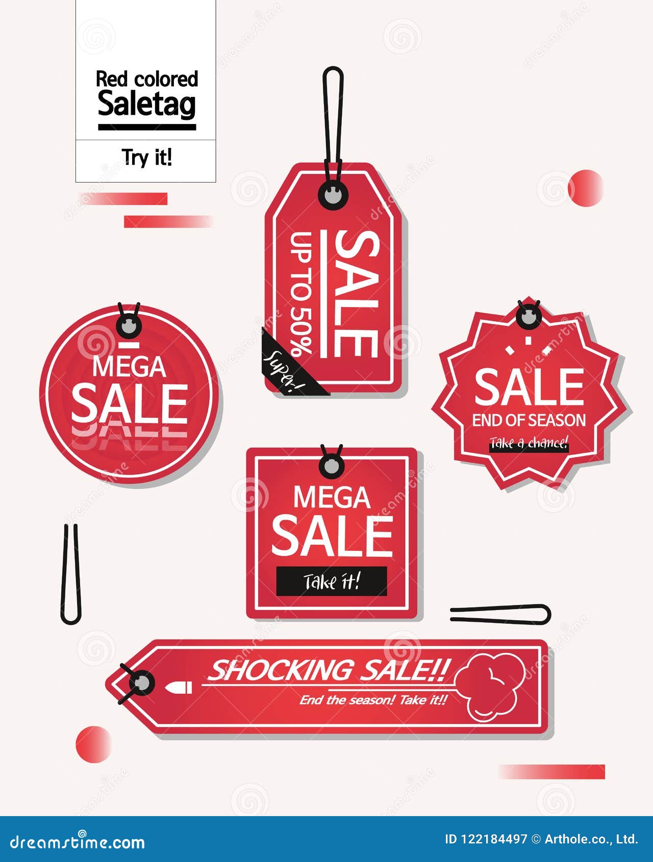 Set of red discount tags stock illustration. Illustration of retro ...