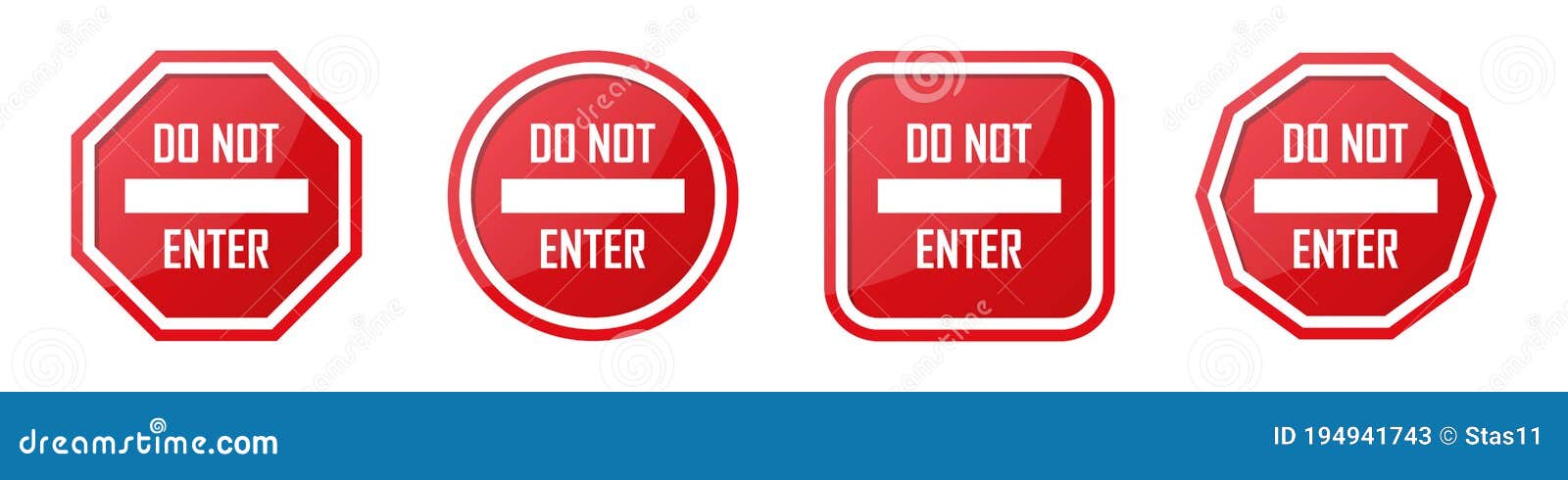 Set of Red Do Not Enter Sign in Different Shapes Stock Vector ...