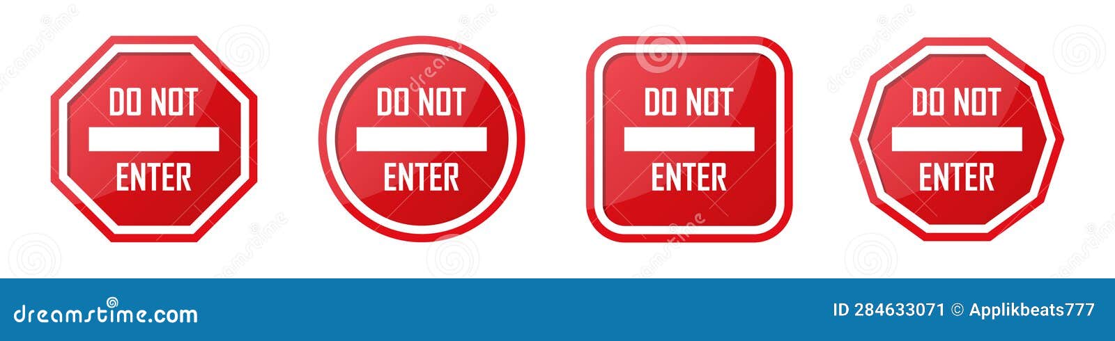 Set of Red Do Not Enter Sign in Different Shapes Stock Vector ...