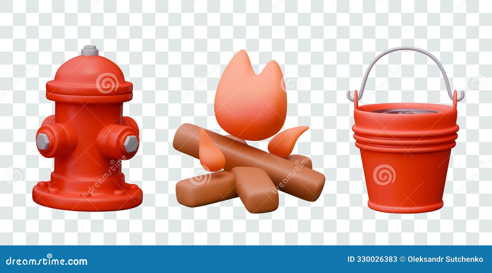 Set of Red Elements for Design of Fire Fighting Concepts. Fireplug ...