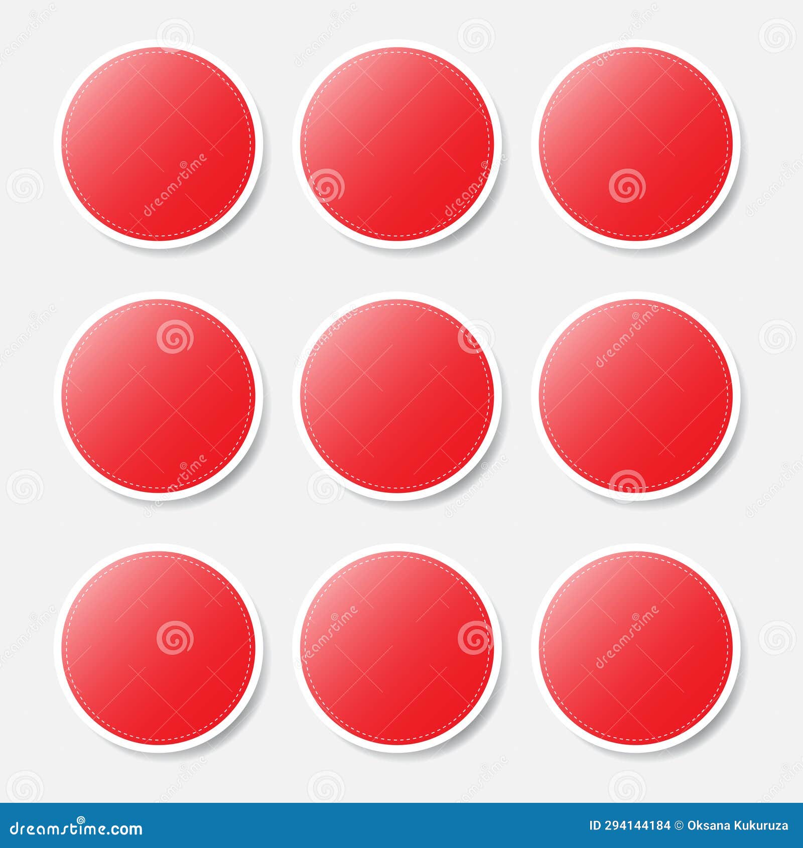 Set of Red Empty Circle Sticker, Vector Illustration EPS10. Stock ...