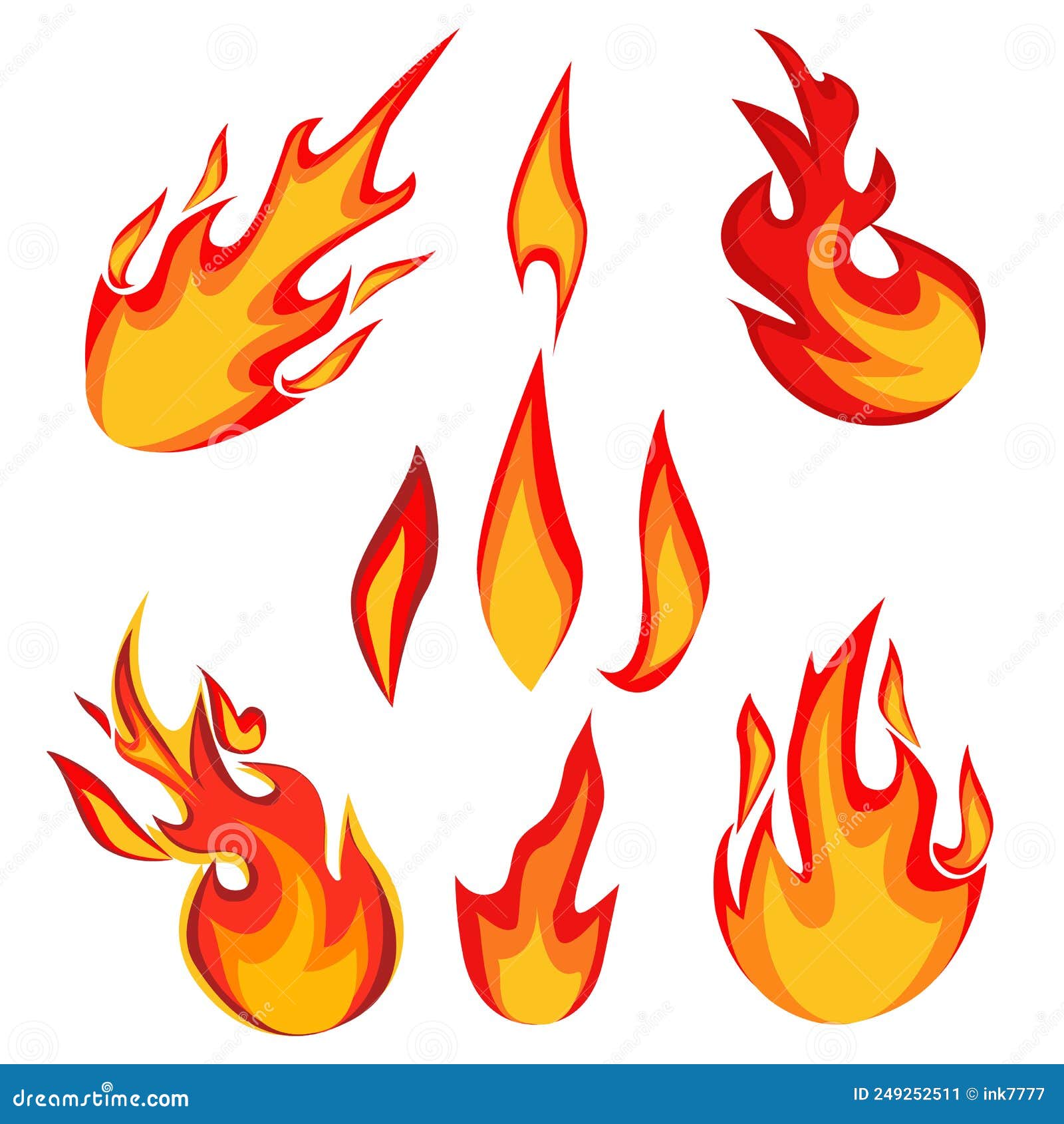 Set of Red Flame Fire Candle Light Flow Wind Stock Illustration ...