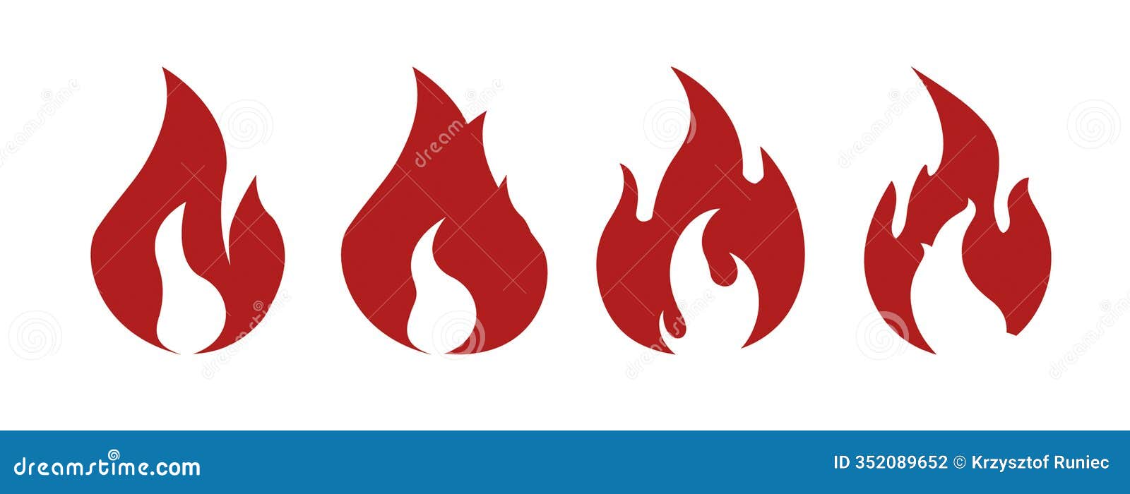 Set of red flames stock illustration. Illustration of heat - 352089652
