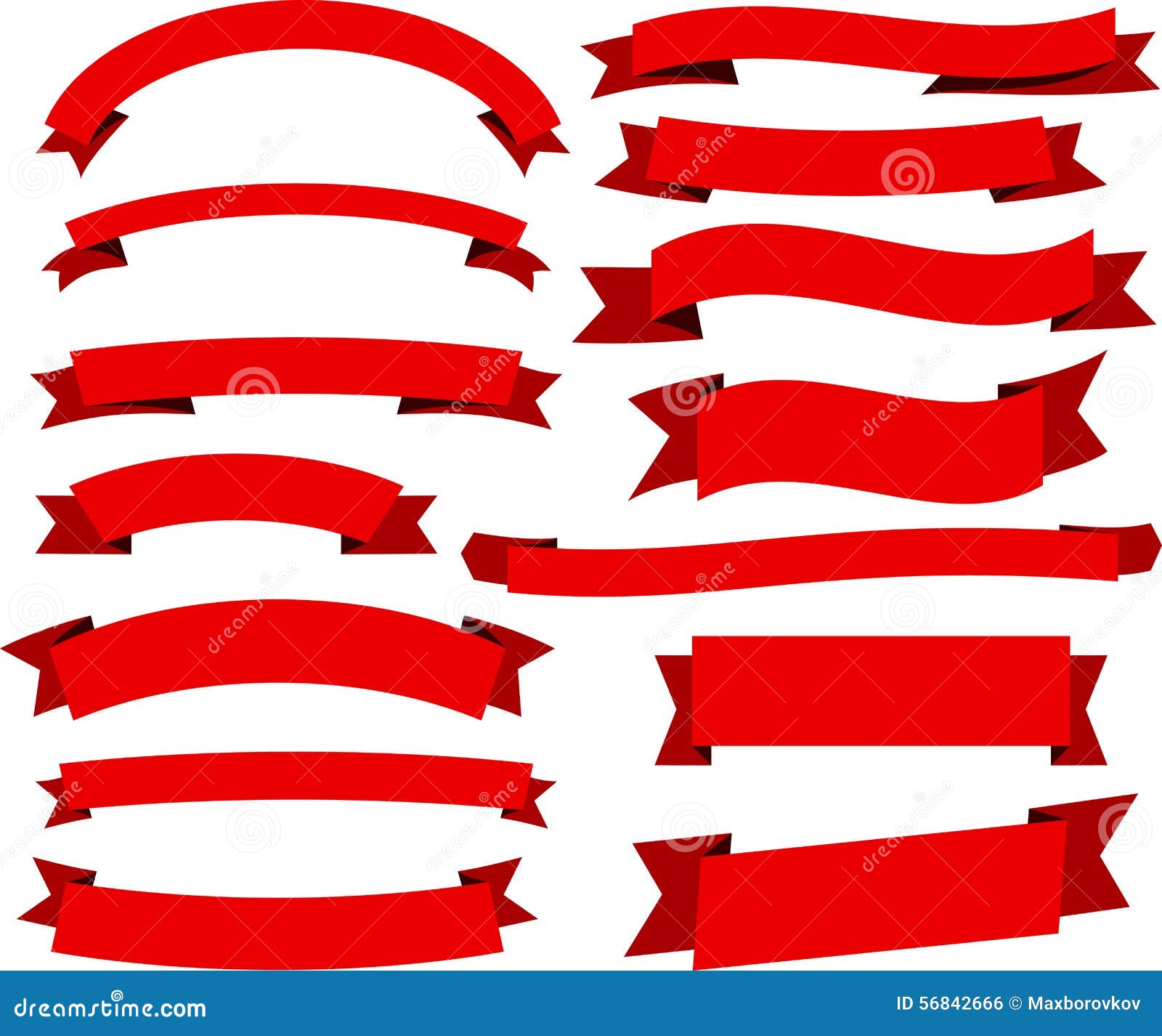 Set of red flat ribbons stock vector. Illustration of graphic - 56842666