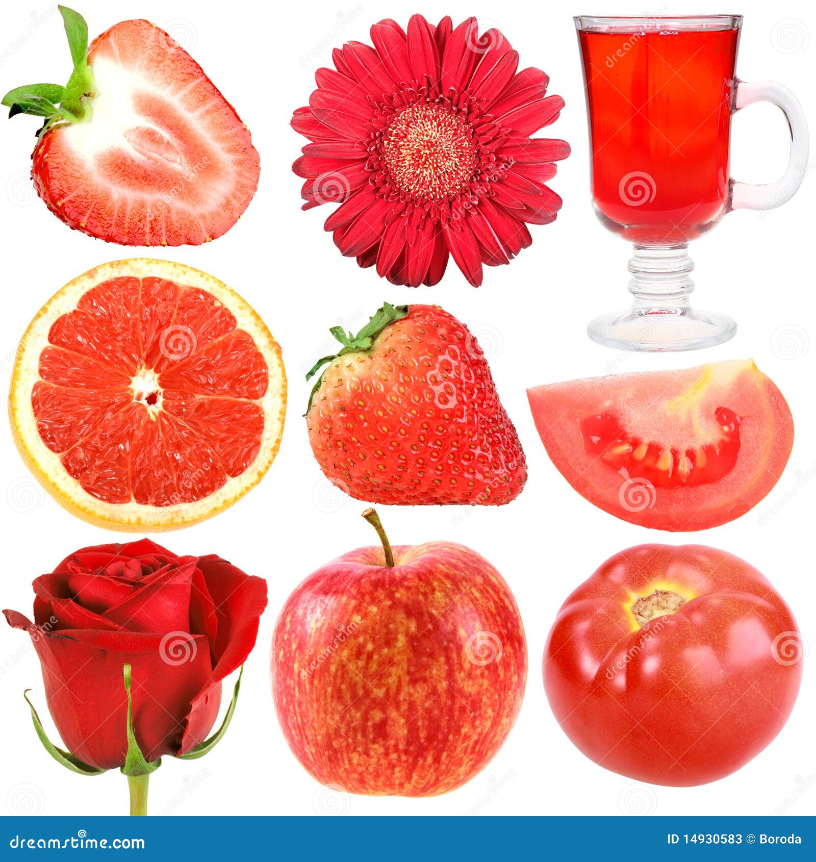 Set of Red Fruits, Vegetables and Flowers Stock Image - Image of close ...