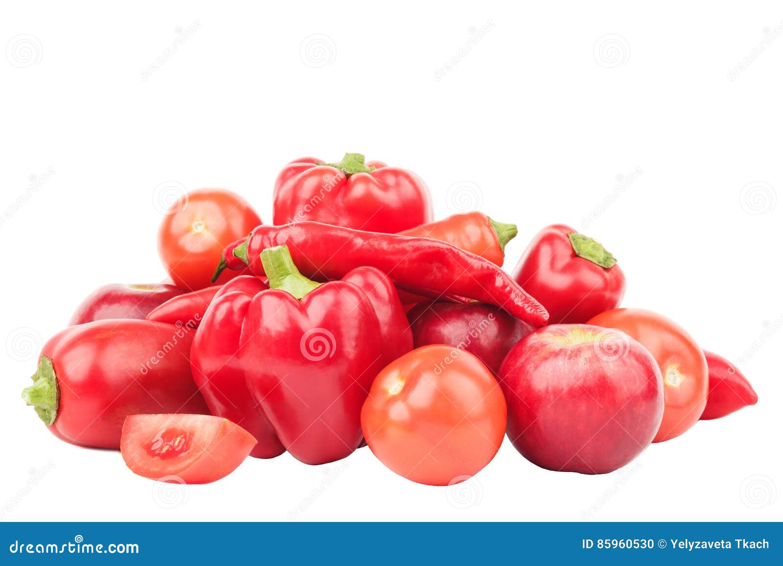 Set of Red Fruits and Vegetables, Isolated Stock Photo - Image of ...