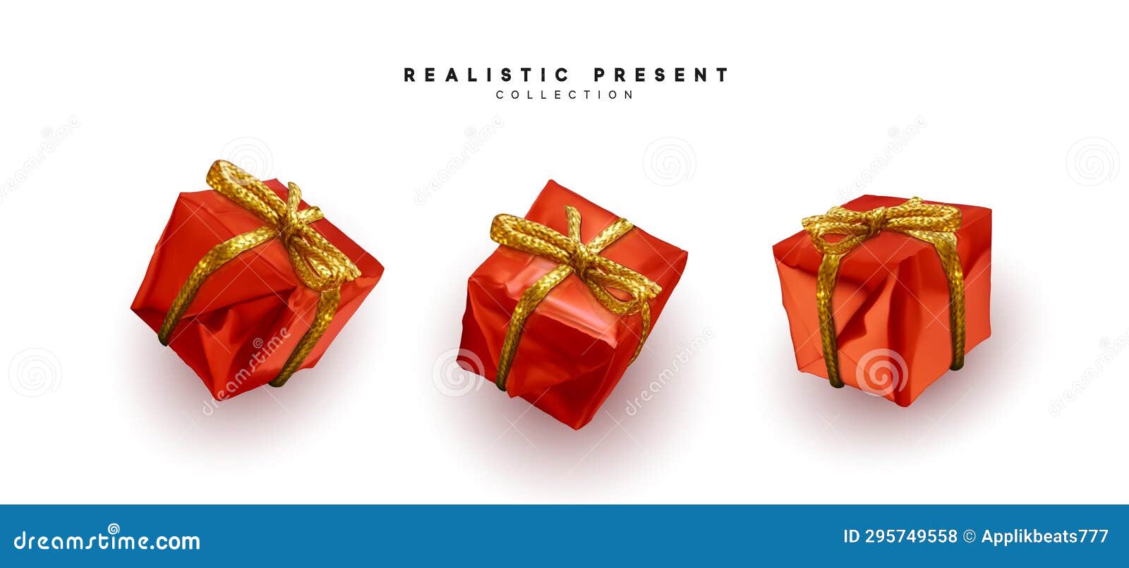 Set of Red Gift Boxes Square Shapes. Realistic 3d Design of Surprise ...