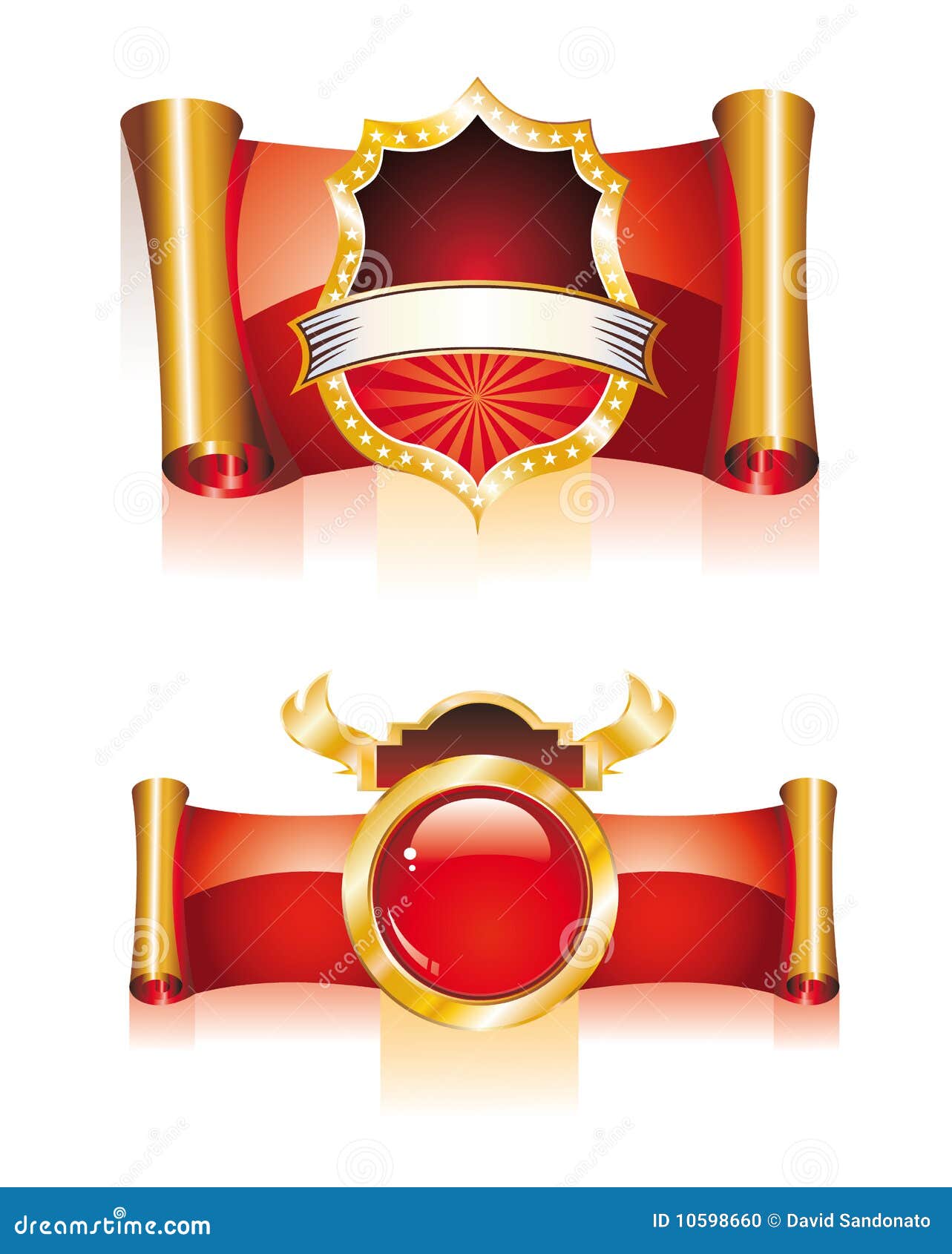 Set of Red Gold Label Stickers Stock Vector - Illustration of frame ...