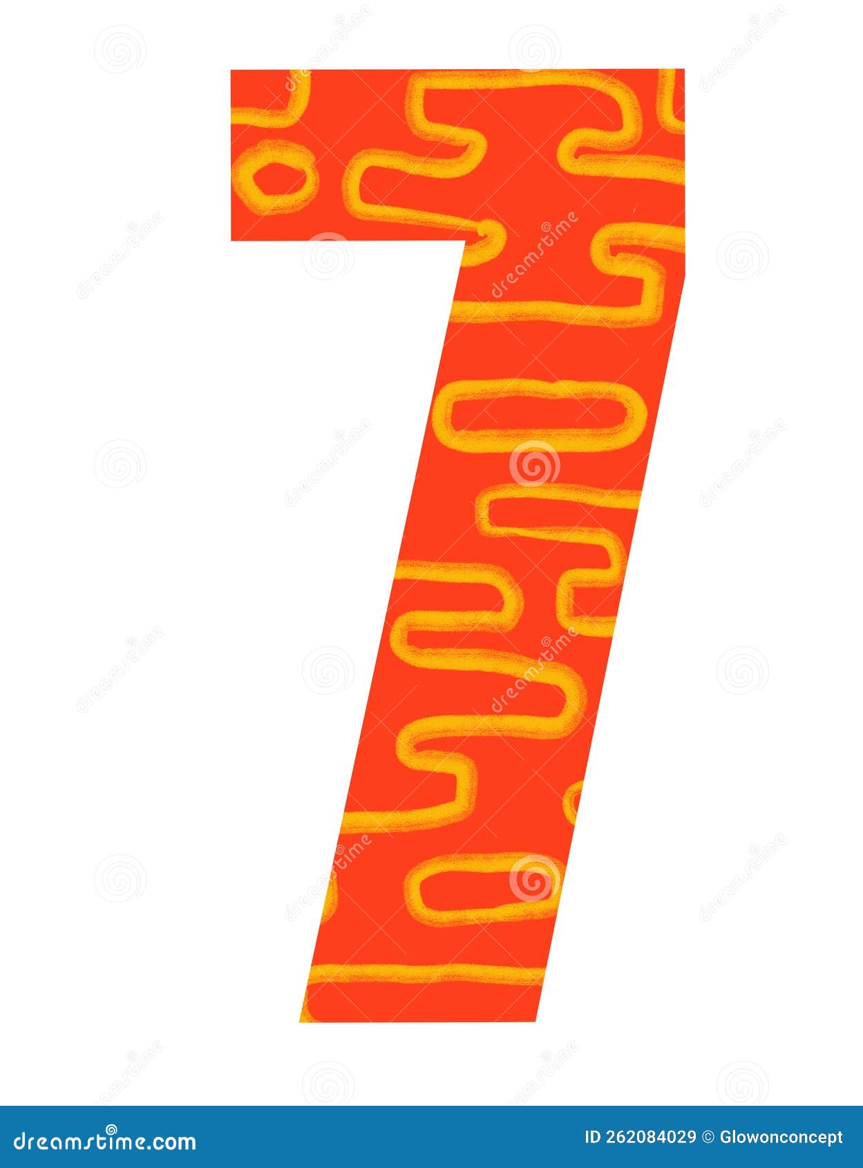 Set of Red and Gold Pattern Welath Luck Number Seven Digits Typography ...