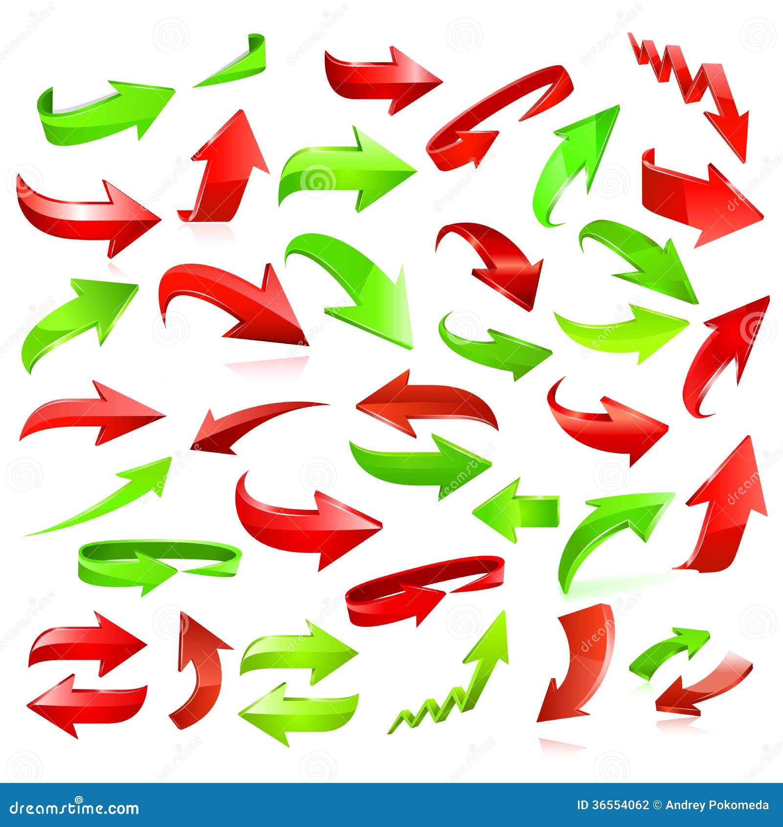 Set of Red and Green Arrows Stock Vector - Illustration of signs, white ...
