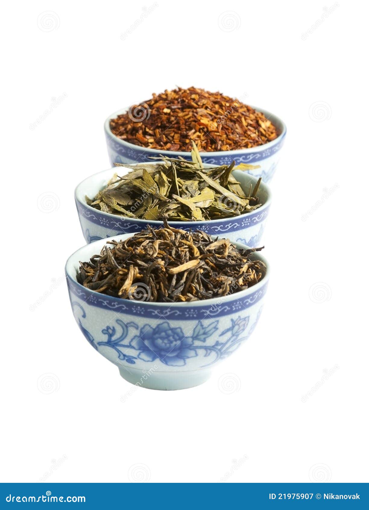 Set of Red, Green and Black Dry Tea, Isolated Stock Image - Image of ...