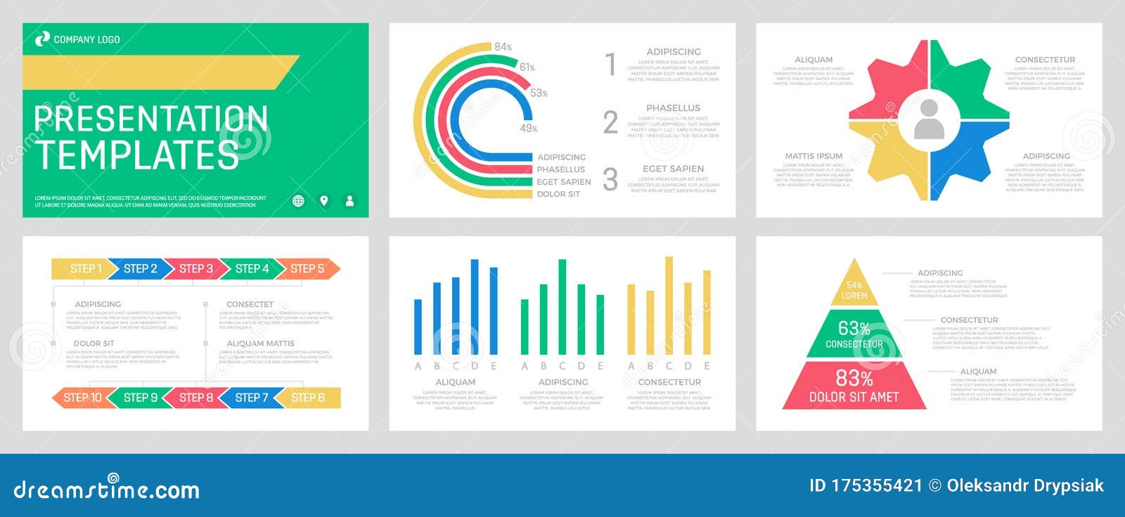 Set of Red and Green, Blue, Yellow Elements for Multipurpose ...